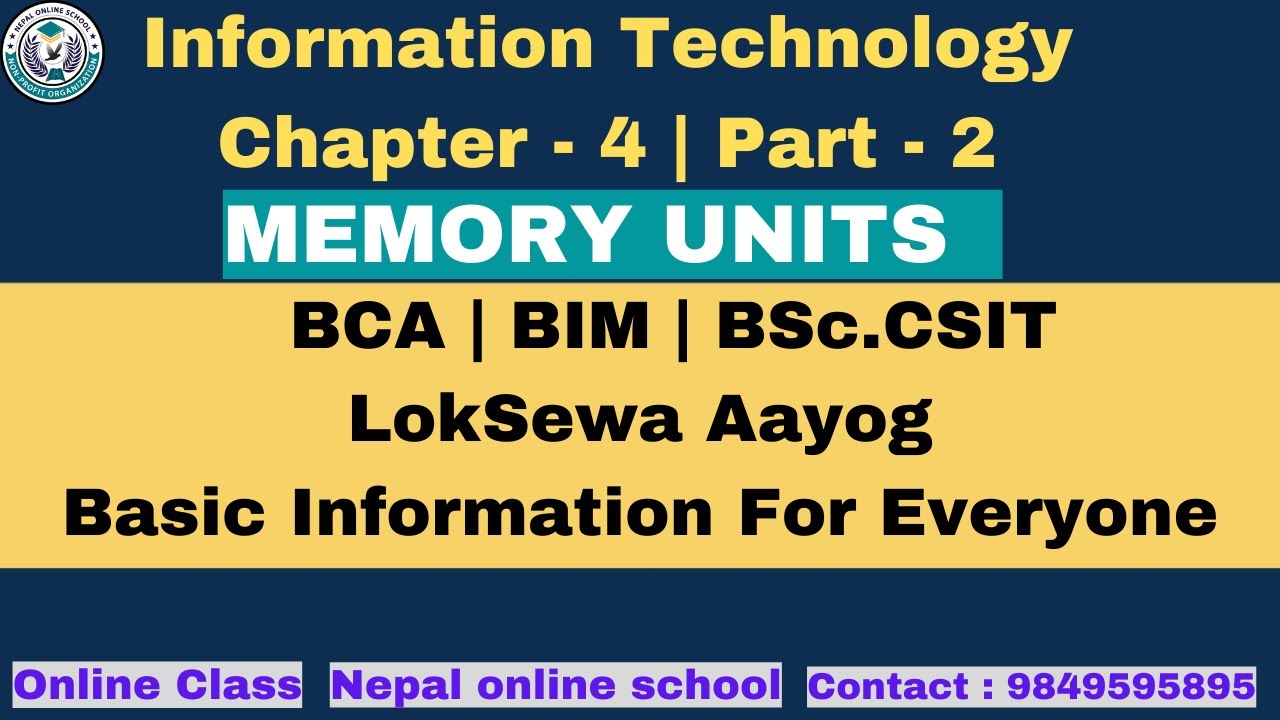 Information Technology | Chapter 4 | Memory Units & Types-Part 2 ( BCA ...