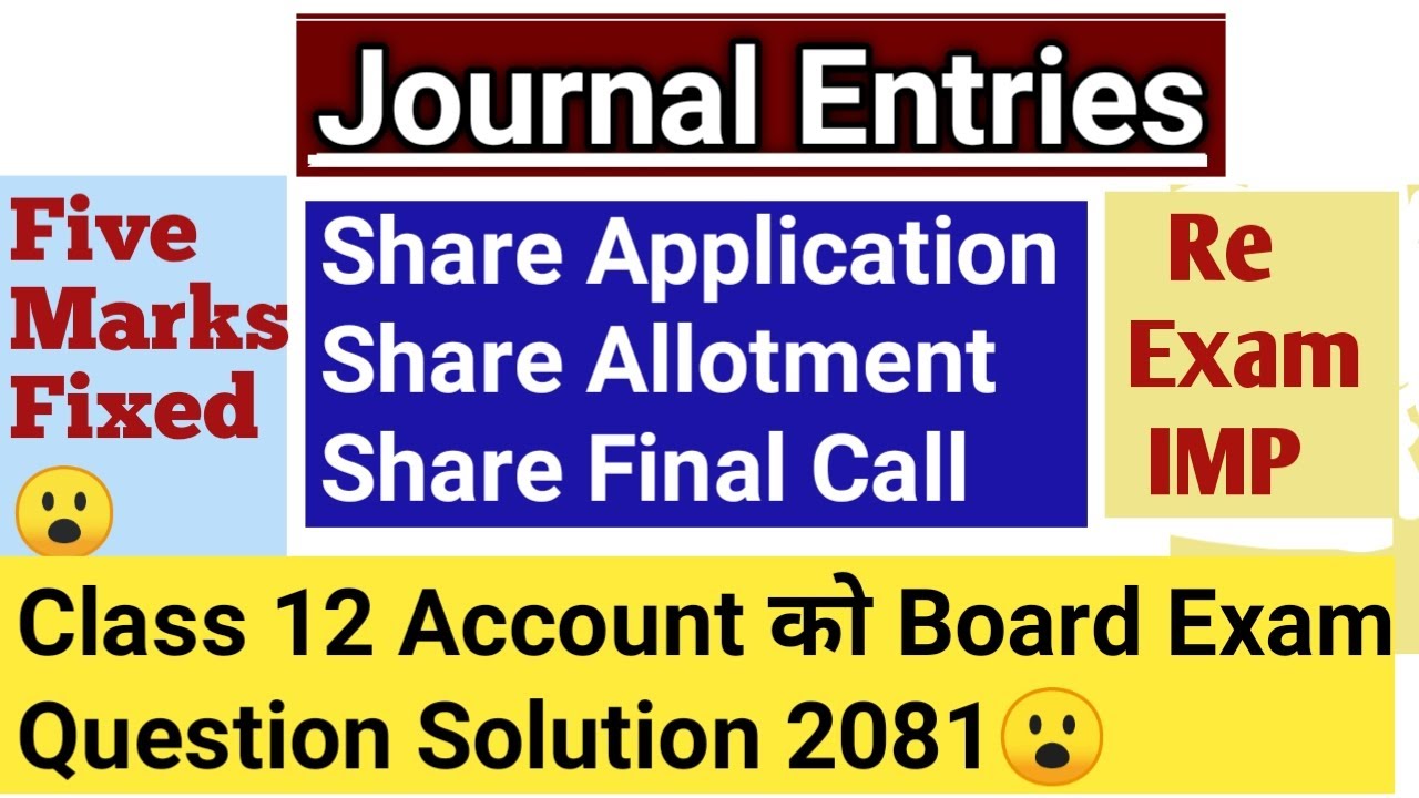 Account model question solution 2081 class 12||Chapter 2|| journal ...