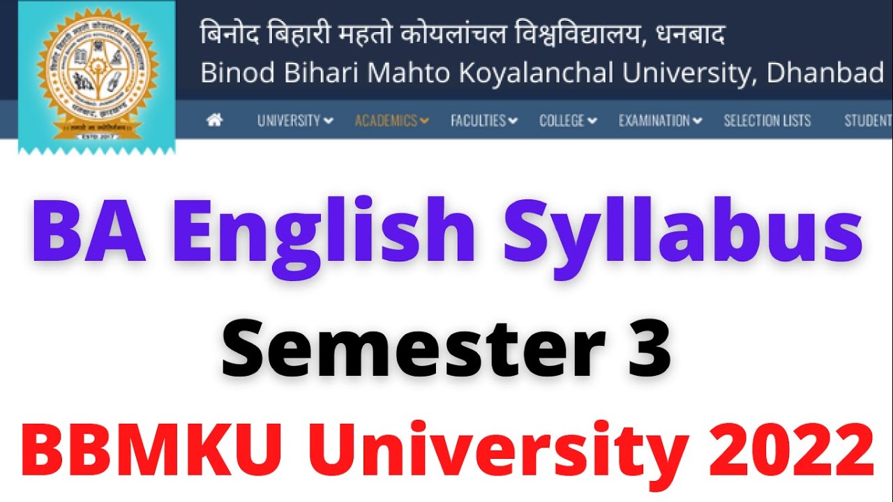 BA English Honours Syllabus Semester 3 BBMKU University | ba English ...