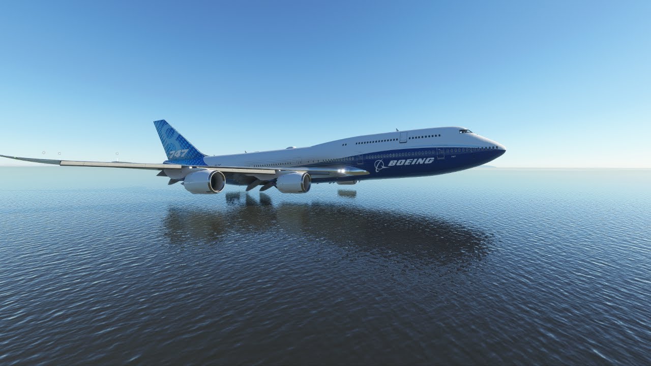 MSFS 2020--747 Emergency Water Landing! --3 Engines on Fire!-- - YouTube