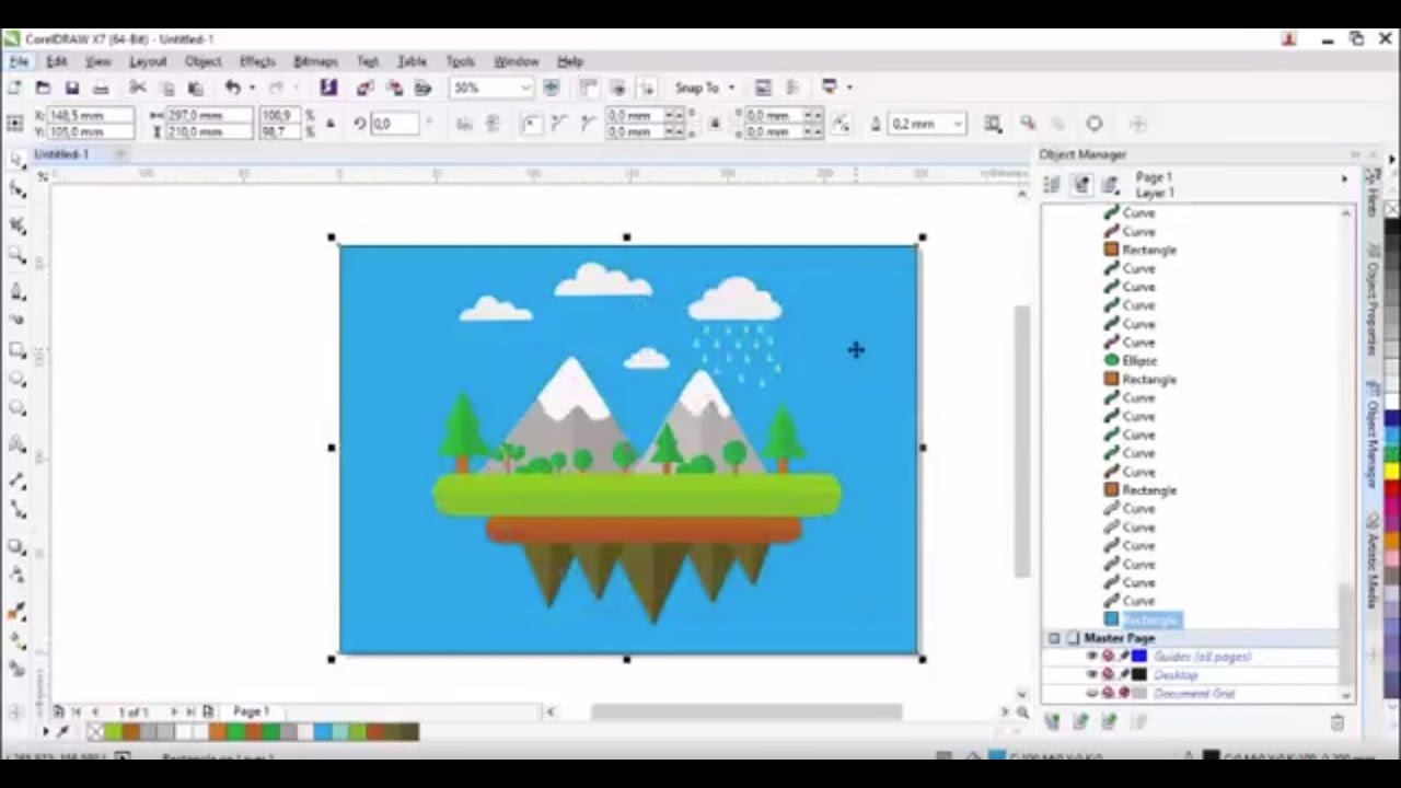 Vector Corel Draw | Flat Design Landscape - YouTube