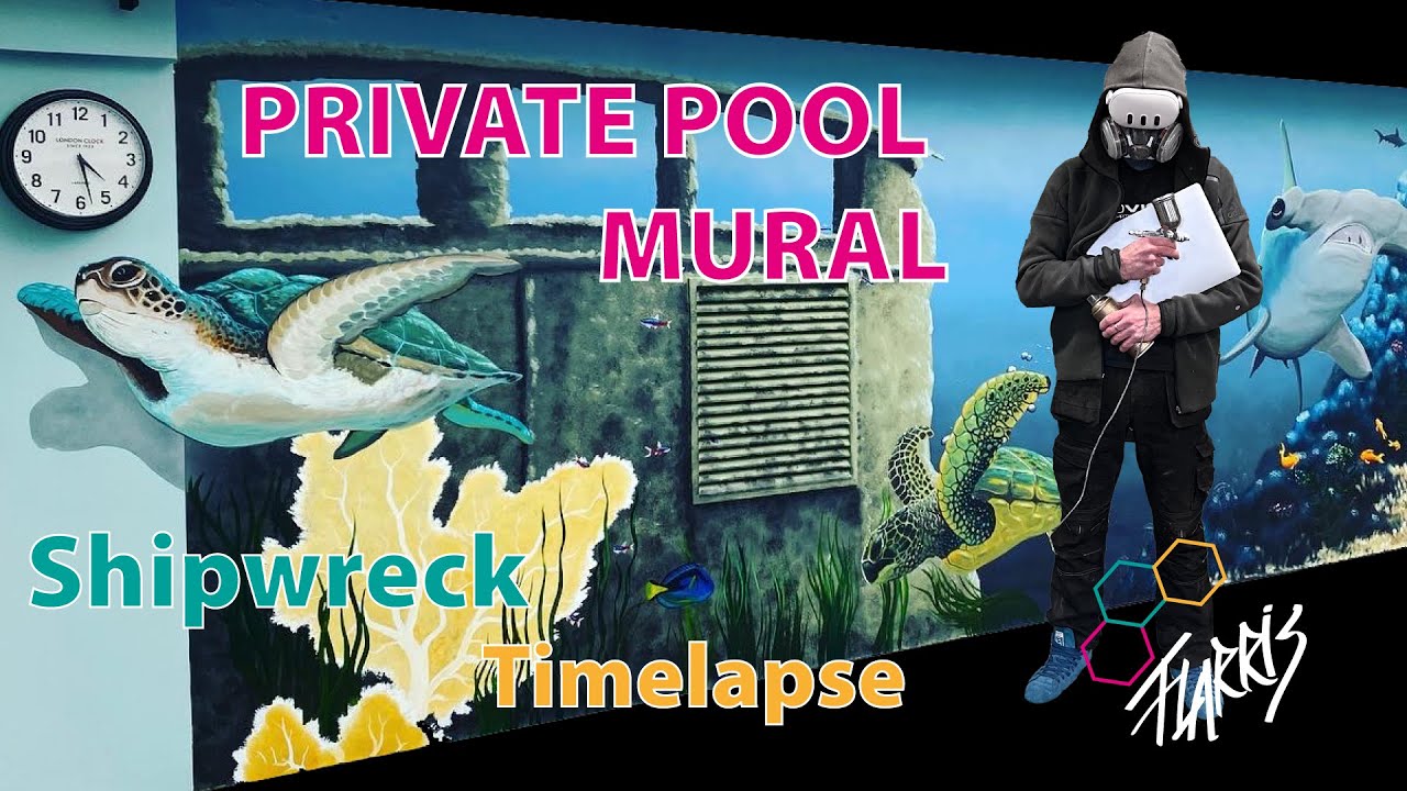 Underwater Shipwreck Mural | UV-Glowing Bespoke Art for Private Pool ...