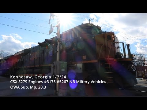 CSX S279 Engines #3175 #5267 NB Military Vehicles Kennesaw, Georgia 1/7/24 - YouTube