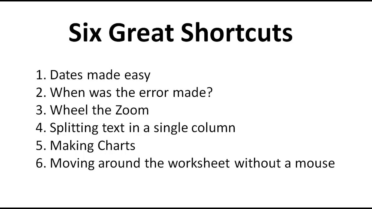 6 Great Excel Shortcuts - YouTube