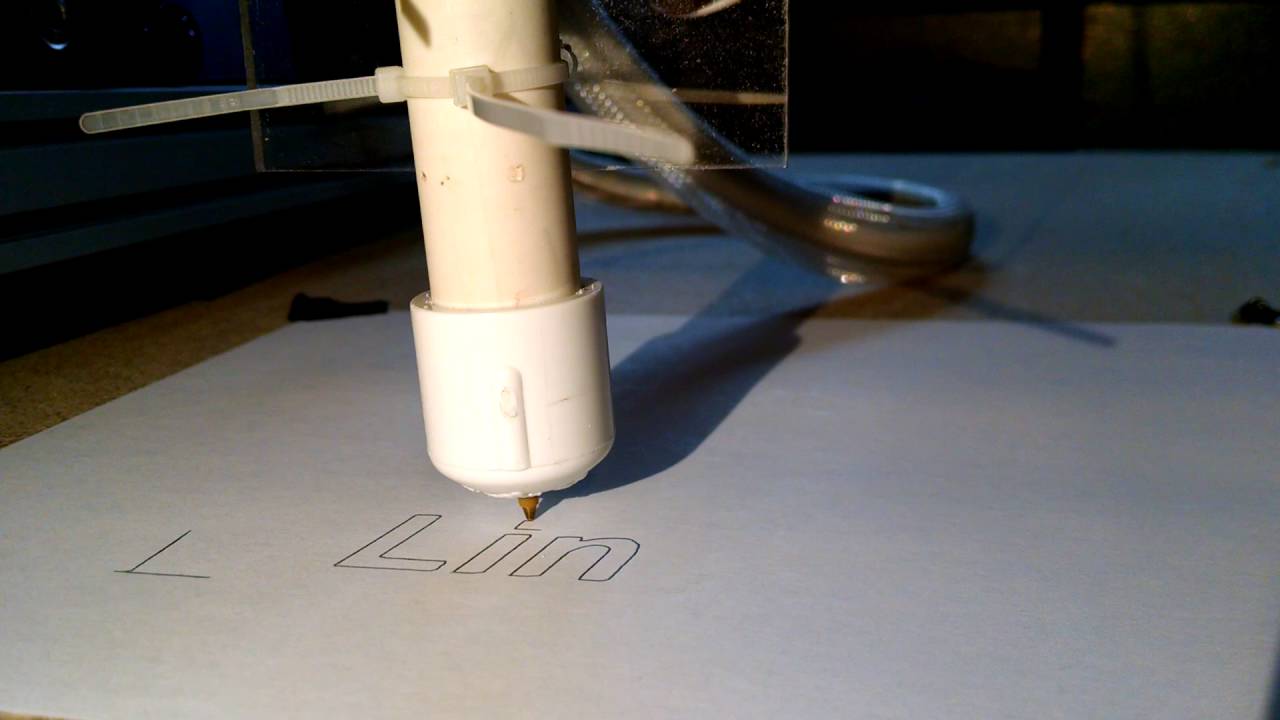 Shapeoko2 drawing LinuxCNC logo with ballpoint pen - YouTube