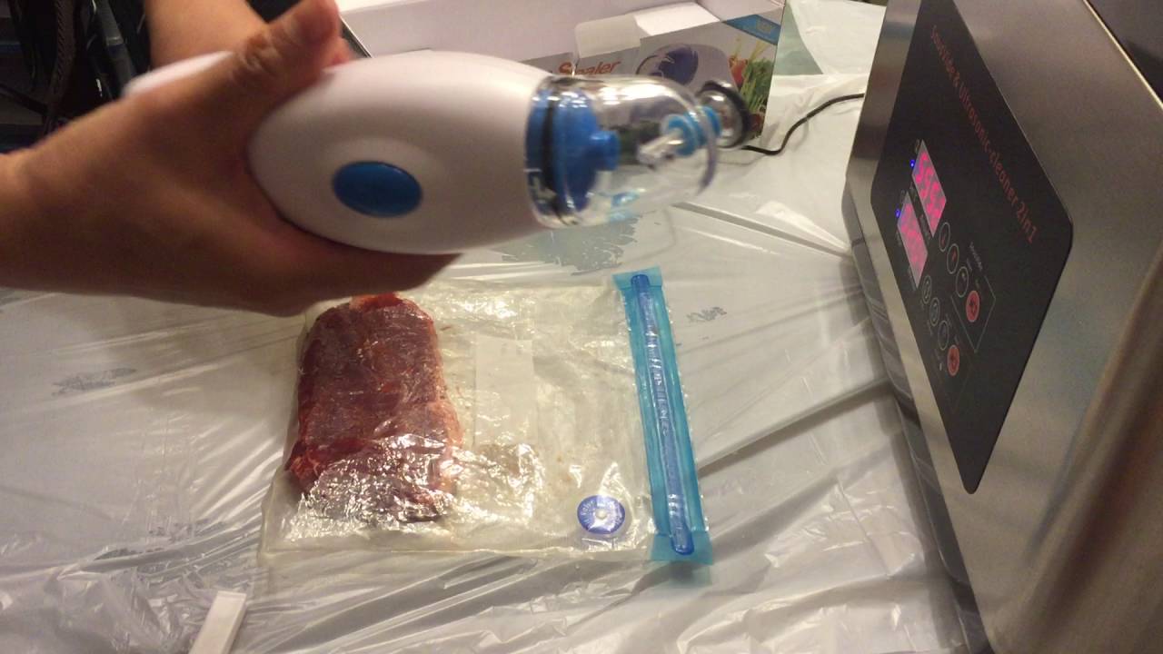 Electric vacuum pump using demo for Sous Vide cooking - YouTube