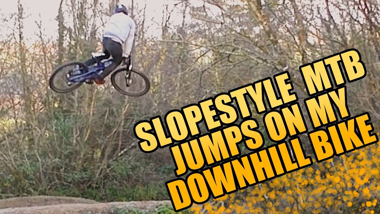 RIDING MY DOWNHILL MTB ON SLOPESTYLE JUMPS!!! - YouTube