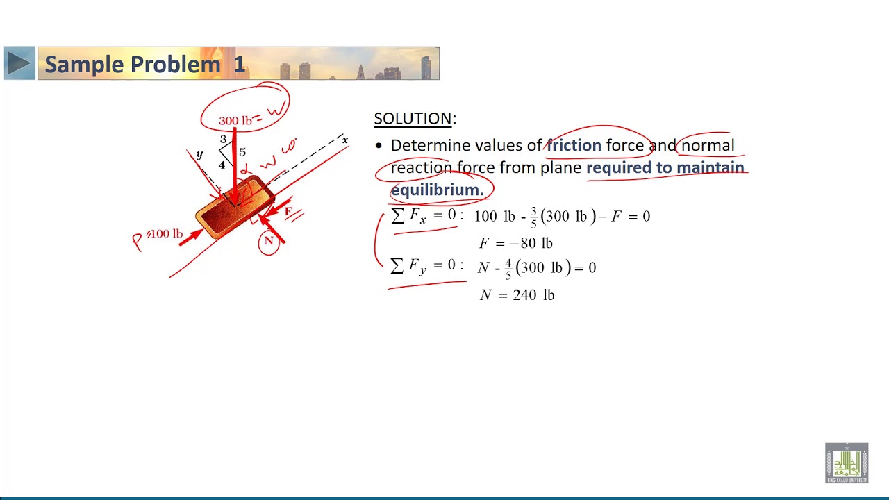 STATICS | 5-5 | Sample problem 1 about Dry Friction - YouTube