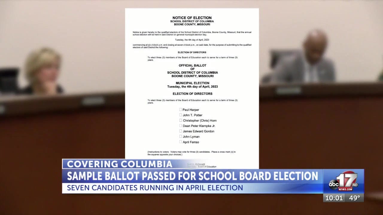 Sample ballot passed for school board election - YouTube