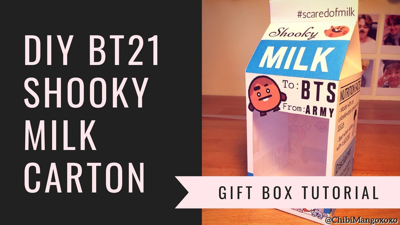 BT21 Shooky Milk Carton Gift Box TUTORIAL - YouTube