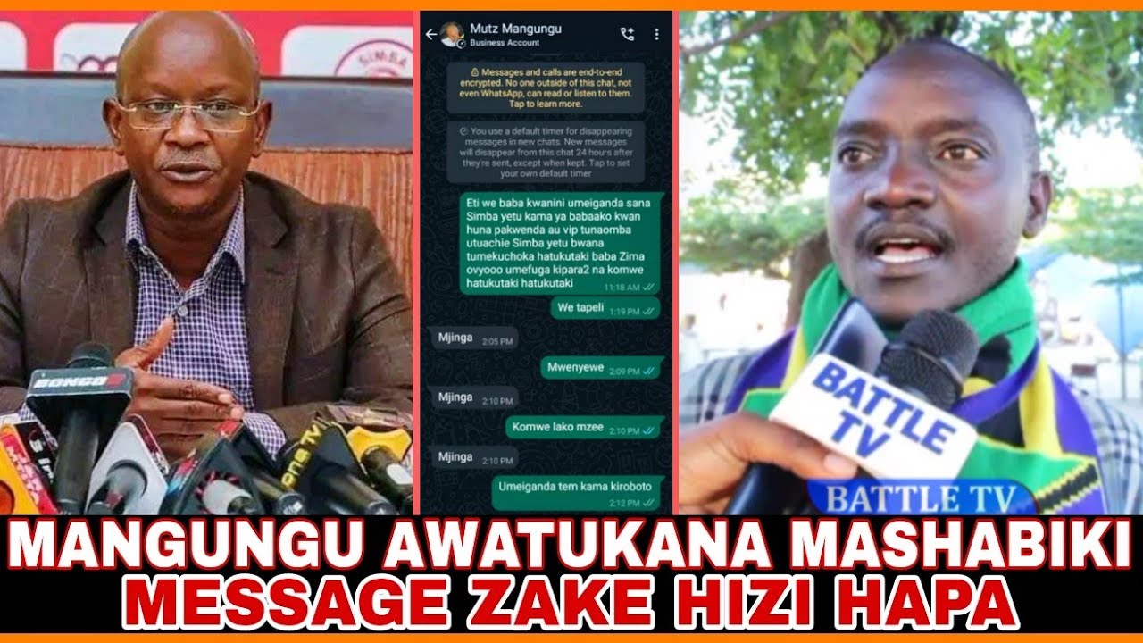 ZIMEVUJA HIZI HAPA MESSAGE ZA MANGUNGU AKIWATUKANA MASHABIKI WA SIMBA ...
