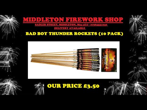 £3.50 BAD BOY FIREWORKS THUNDER ROCKETS JUST £3.50 MIDDLETON FIREWORK ...