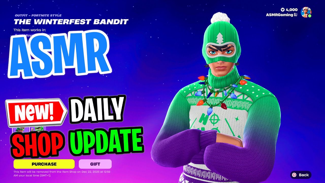 ASMR Fortnite Shop NEW Winterfest Bandit Skin! Daily Update Today 🎮🎧 ...