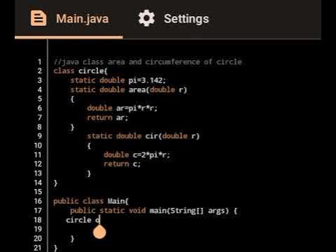 java creating class and object -area and circumference of circle - YouTube