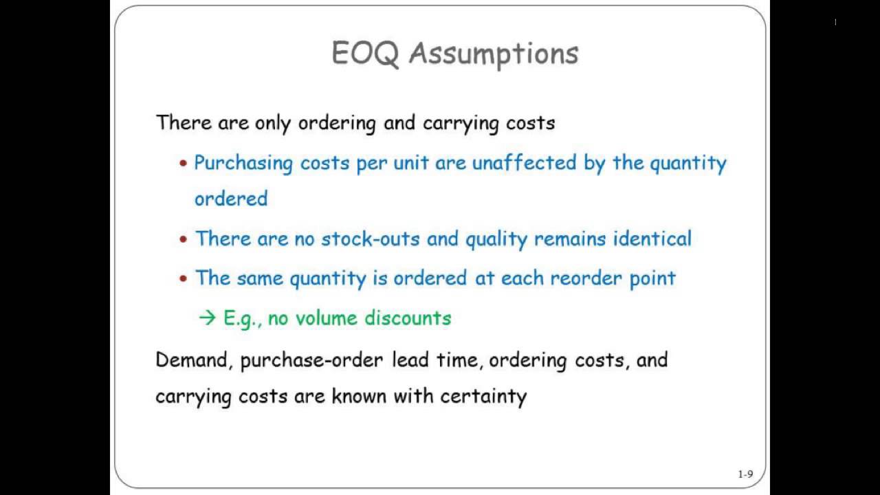 EOQ Assumptions - YouTube
