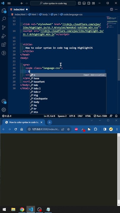 Color Syntax In Code Tag Using Highlightjs Frontend Html Css Syntax