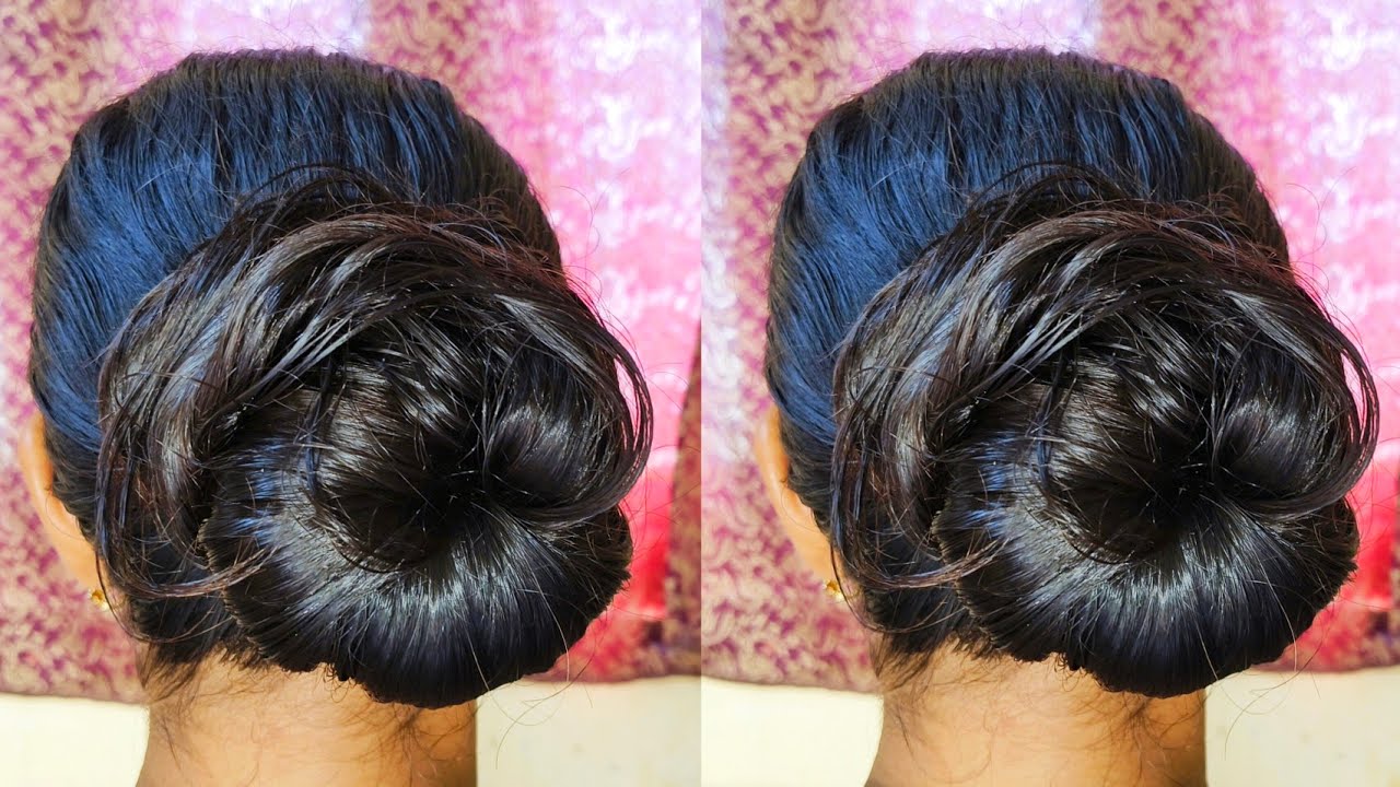 Simple Routine Everyday Bun Hairstyle With No Use Hair Accessories ...