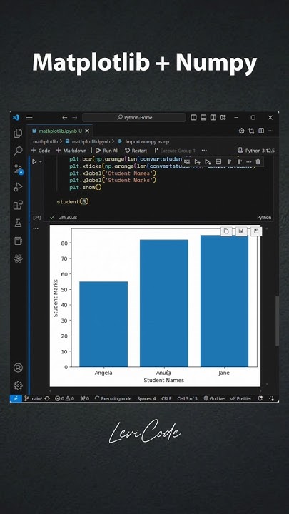 Matplotlib with Numpy in python show bar graph - YouTube