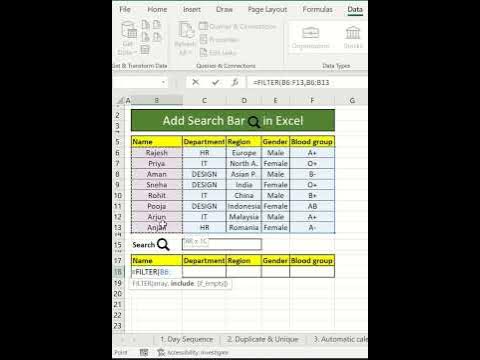 Add Search Bar 🔍 in Excel 📚💡 #excel #trending #viral - YouTube