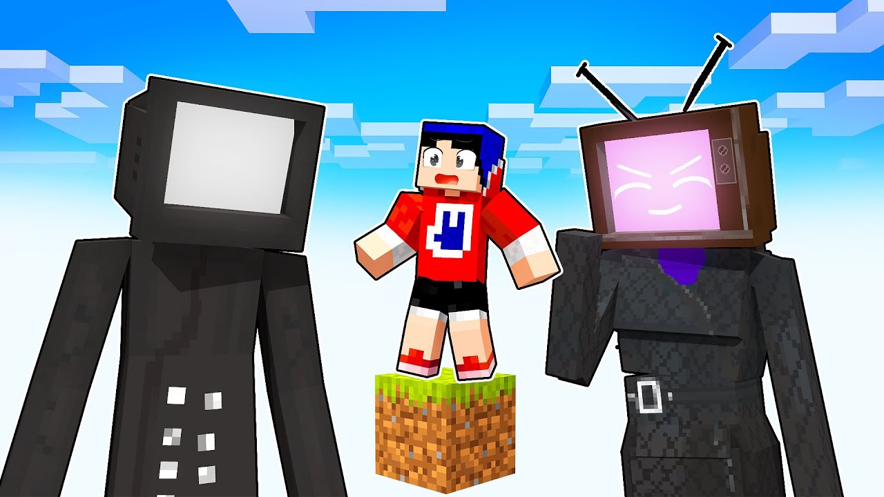 JOGANDO com TV WOMAN e TV MAN em APENAS um BLOCO no Minecraft - YouTube