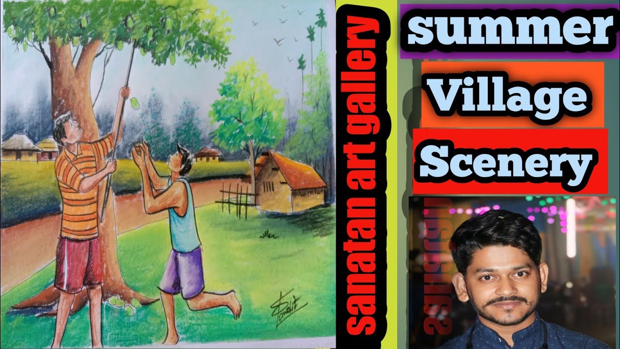 HOW TO DRAW SUMMER VILLAGE SCIENCE DRAWING||SUMMER SEASON VILLAGE ...