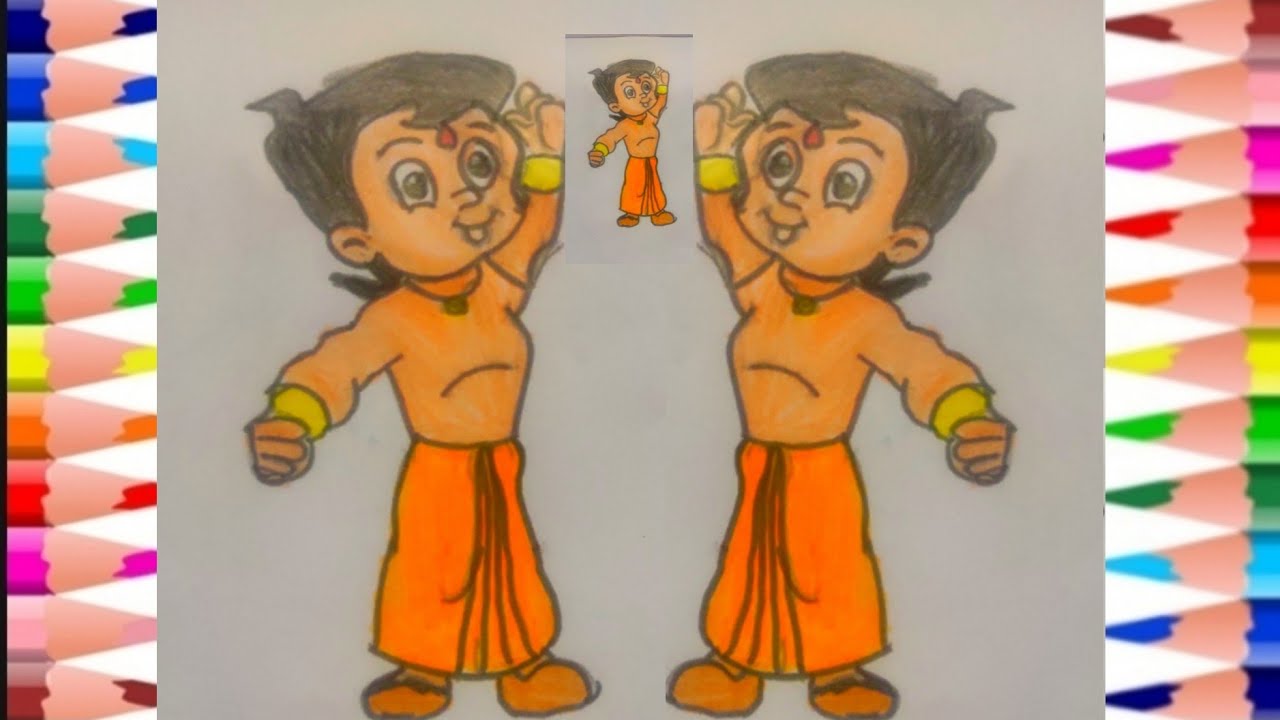 How to draw a Chhota Bheem step by step easy drawing with kids - YouTube