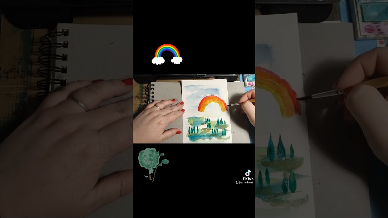 rainbow and forrest absztrakt paint watercolor - YouTube