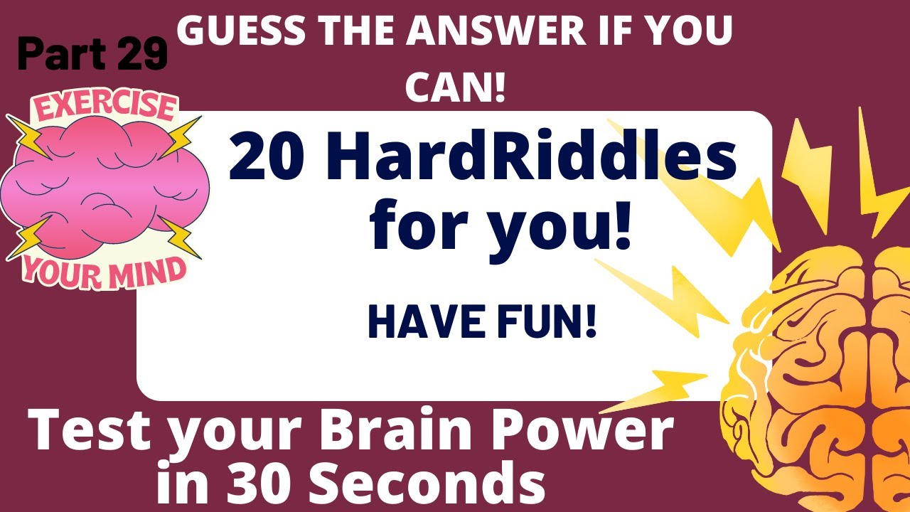 20 Hard Riddles 29|Only a genius can answer these 20 tricky Riddles ...