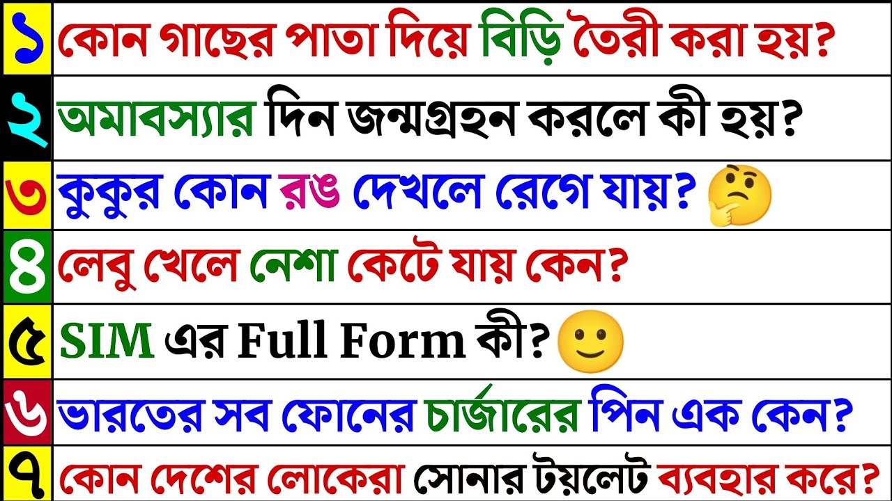 Gk question and answer /Bangla gk /Bangla quiz /Gk bangla /Bangla fact ...