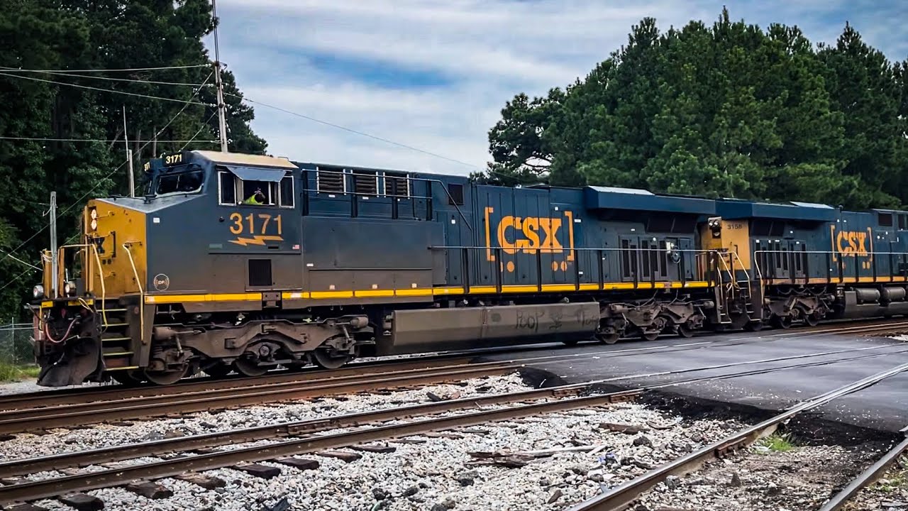 CSXT M410.24 ES44AH’s 3171 3158 Smokey ET44AH 3395 as DP seen at Wilco Wilson headed & cool tags ...