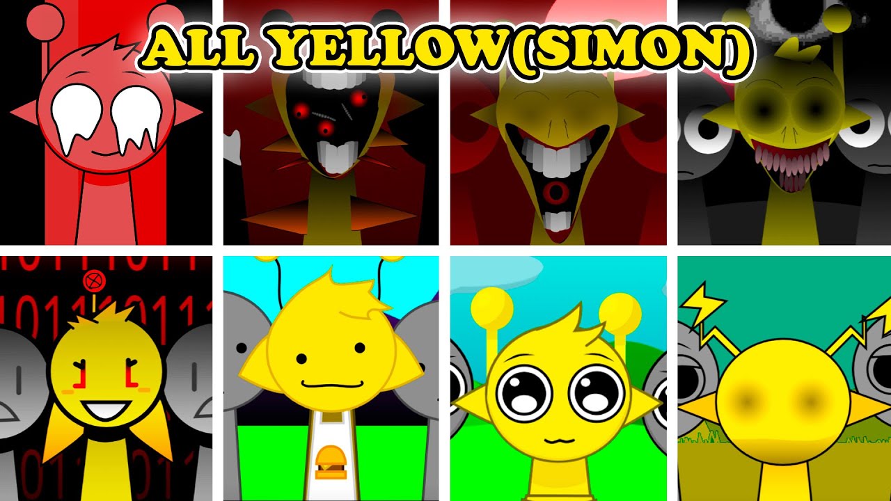 Incredibox - Sprunki | ALL YELLOW (Simon) in Different Mods | Normal VS ...