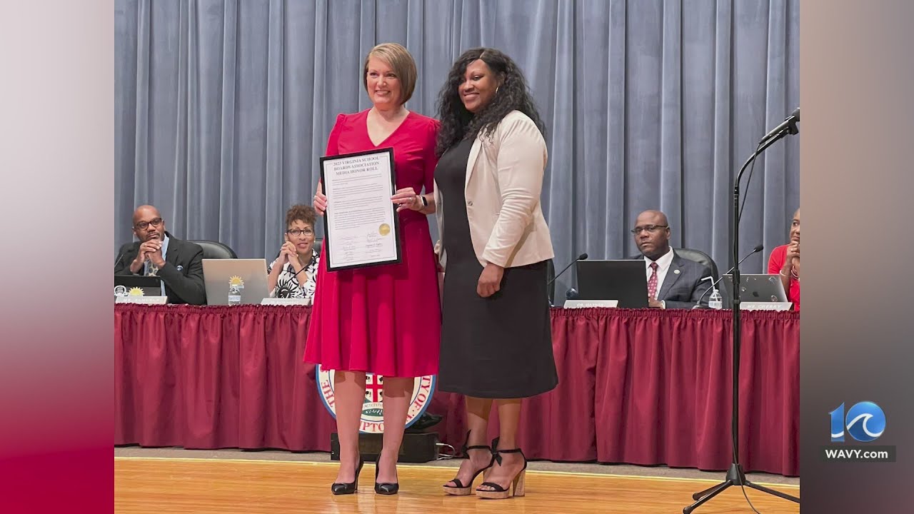 WAVY's Katie Collett honored by Hampton School Board - YouTube
