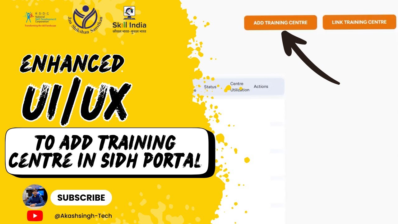 How to add training centre in Enhanced UI/UX SIDH portal | SIDH portal ...