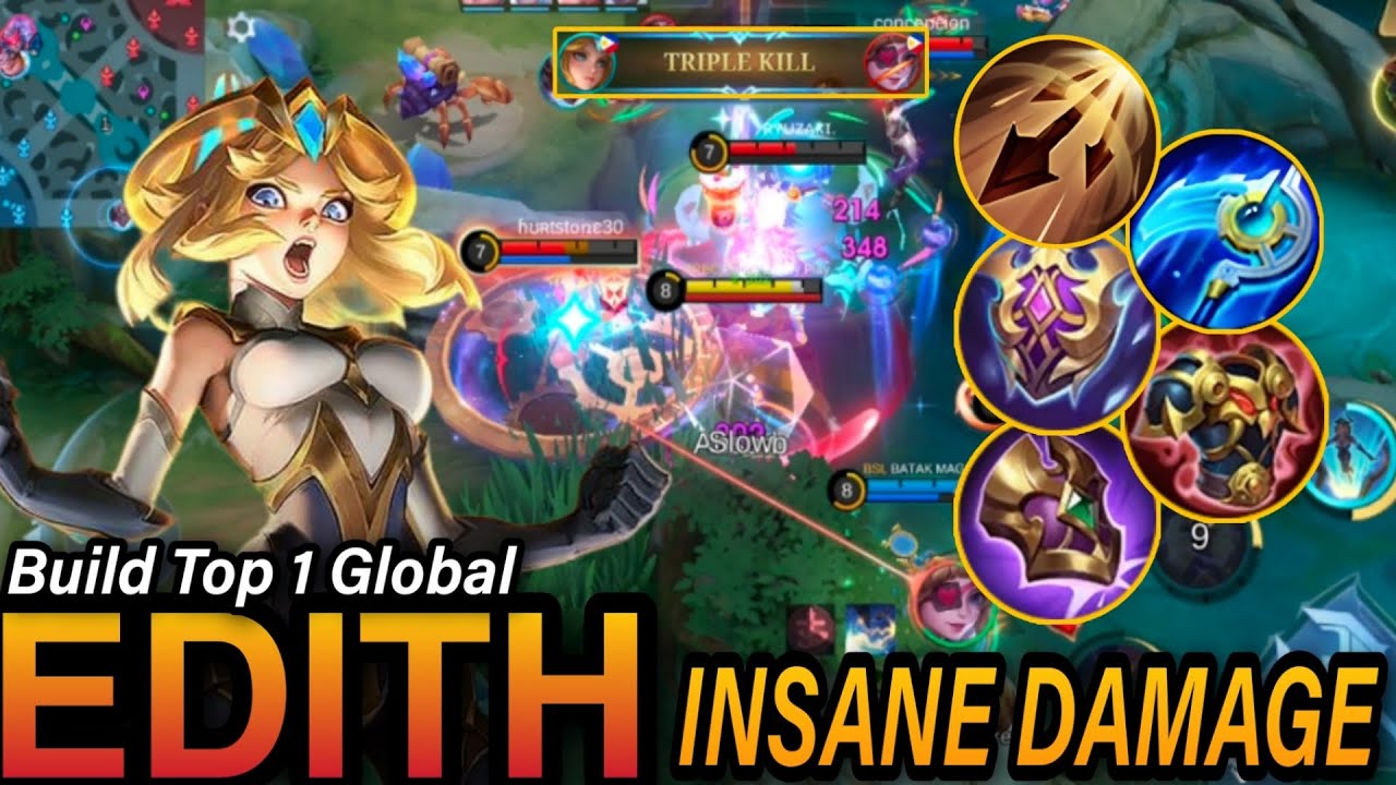 EDITH INSANE DAMAGE 😱🔥|| EDITH BEST BUILD AND EMBLEM 2024 (MLBB) - YouTube