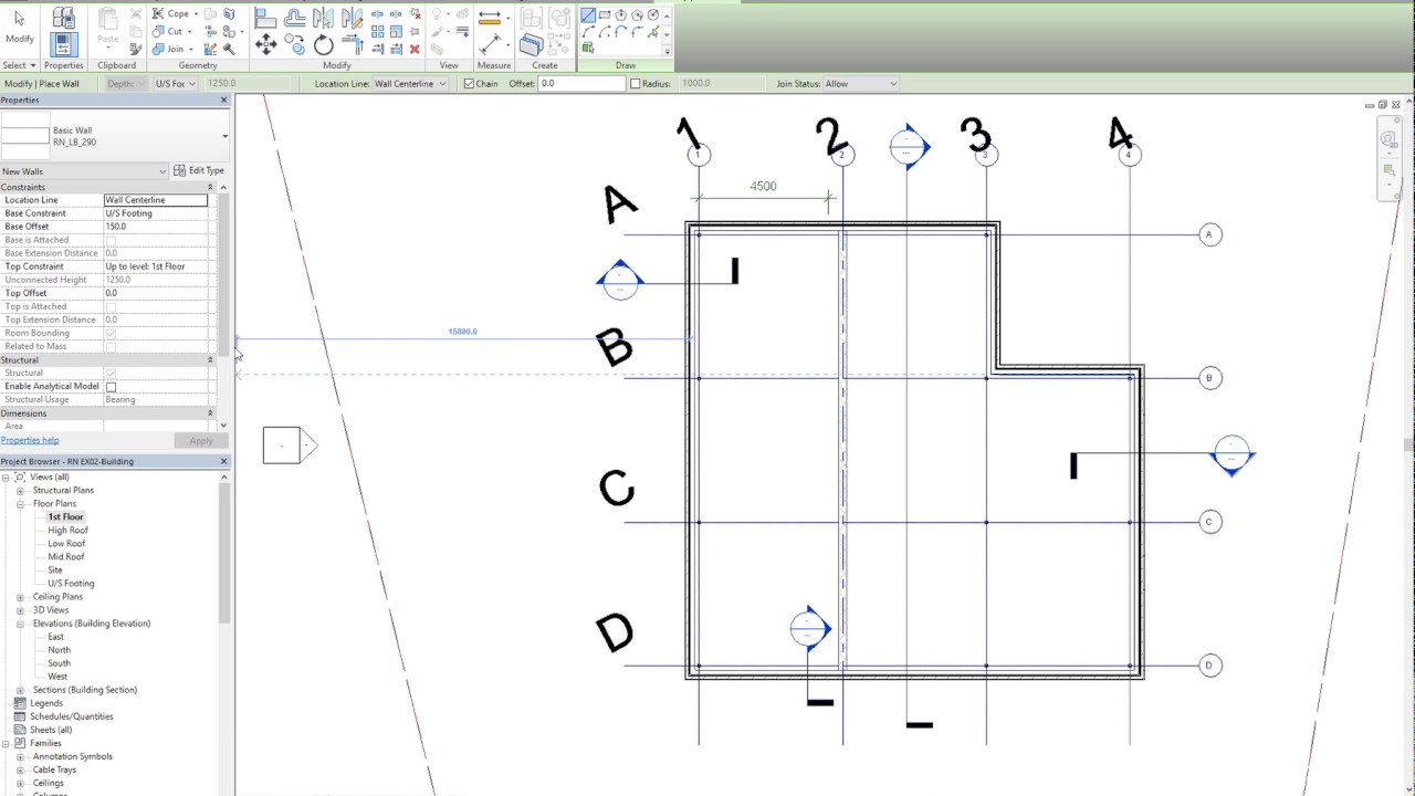4 Revit Load Bearing wall - YouTube