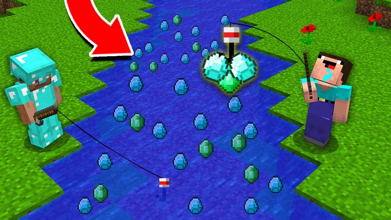 Minecraft NOOB vs PRO : NOOB CAUGHT TREASURE WHILE FISHING ON THIS ...