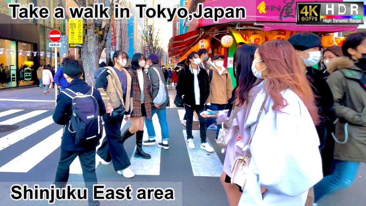4K 60fps HDR// Take a walk in Tokyo, Japan,Shinjuku Sta. East Exit area ...
