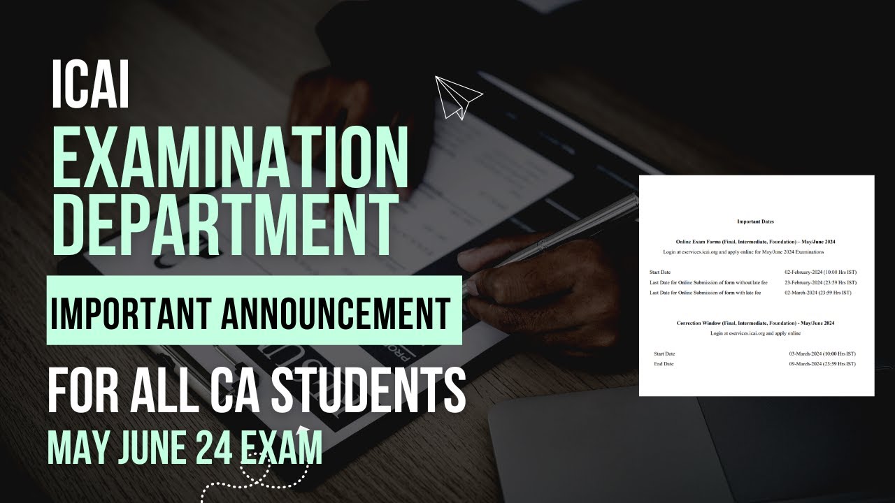 ICAI EXAMINATION DEPARTMENT IMPORTANT ANNOUNCEMENT FOR ALL CA STUDENTS ...