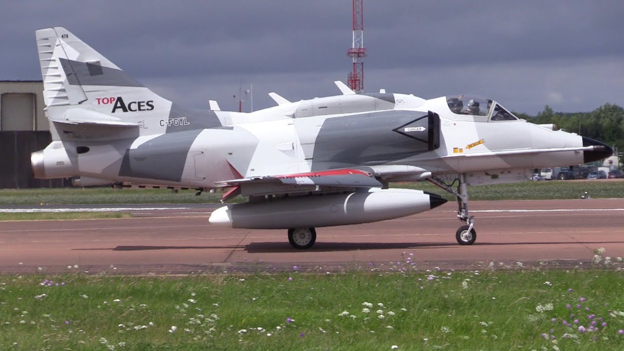 24/07/22 RIAT 2024 | Top Aces A-4N Skyhawk Departure from RAF Fairford ...
