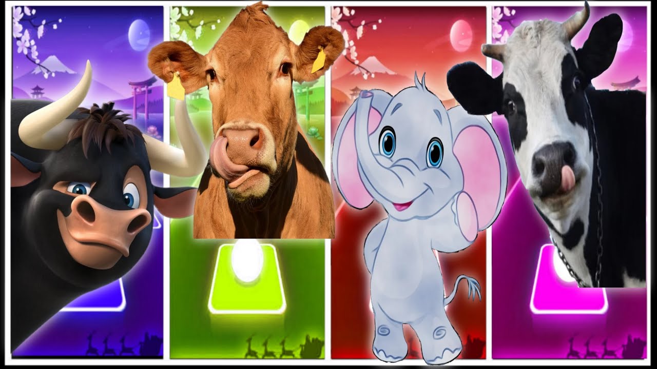 Funny Ferdinand VS Funny Cows VS Funny Elephants VS Funny Cows VS Tiles Hop EDM Rush - YouTube