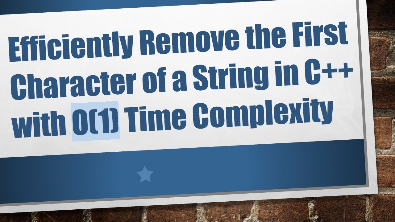 Efficiently Remove The First Character Of A String In C With O 1 Efficiently Remove The First Character Of A String In C With O 1