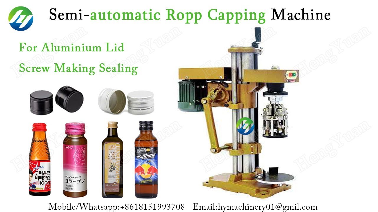 Semi-automatic Ropp Capping Machine matching with Conveyor - YouTube