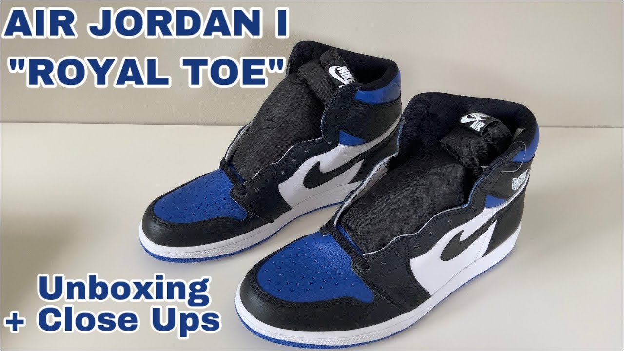 AIR JORDAN 1 ''ROYAL TOE'' UNBOXING + CLOSE UPS - YouTube
