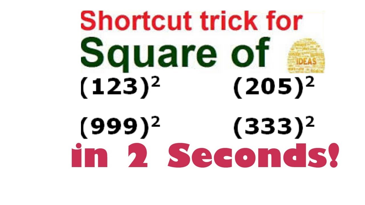 Squares Shortcut To Find Square Of Any Number YouTube Squares Shortcut To Find Square Of Any Number YouTube