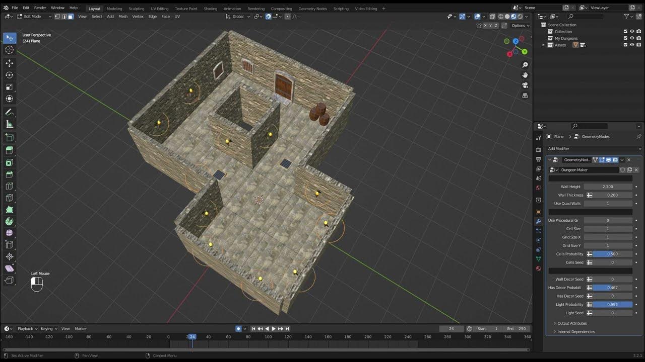 Geometry Nodes - Dungeon maker - YouTube