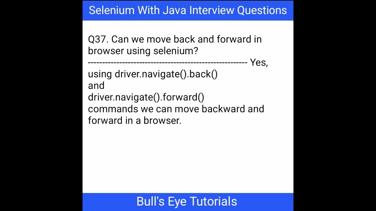 Can We Move Back And Forward In Browser Using Selenium Selenium Interview Questions Shorts