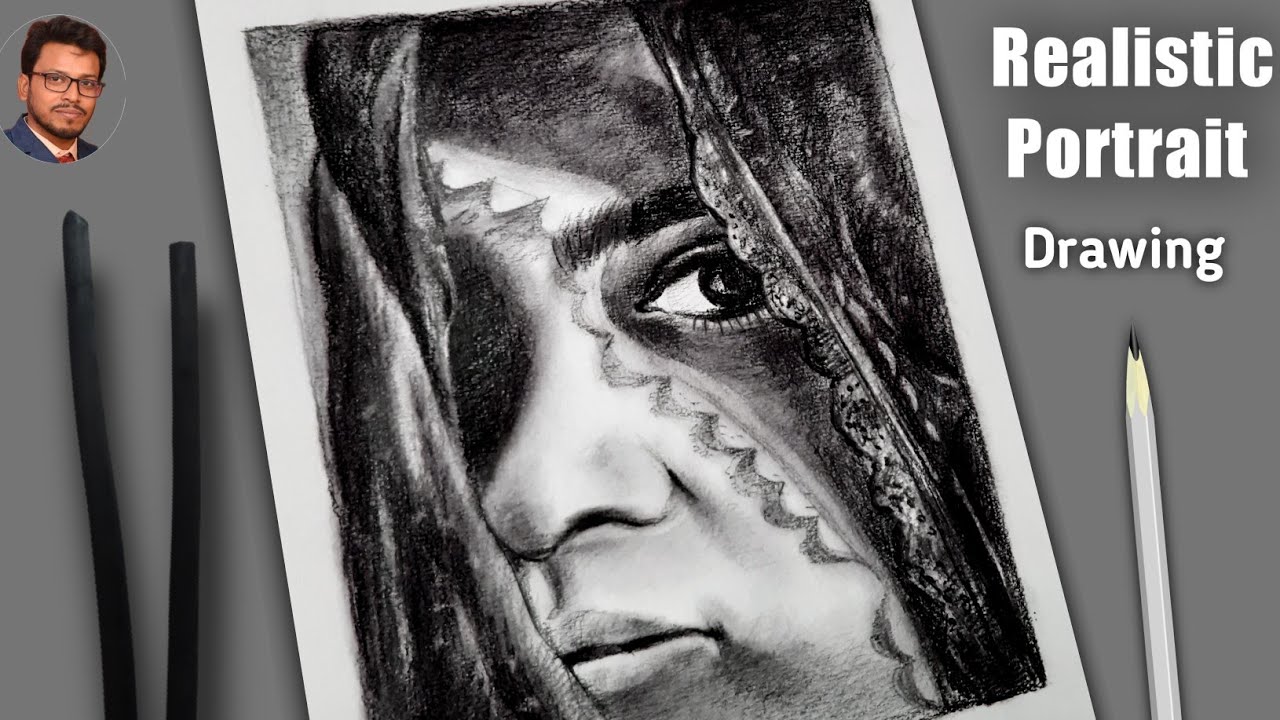 How to draw Realistic portrait/realistic face with pencil/palash swar ...