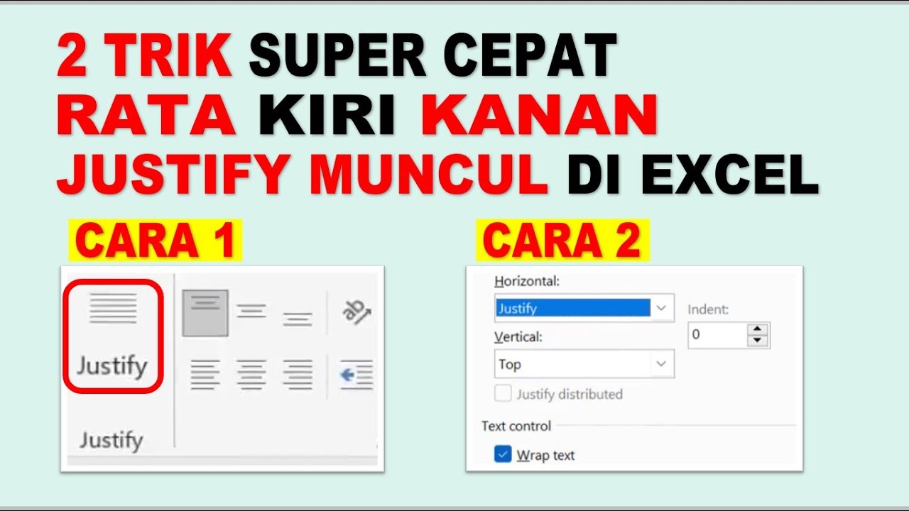 2 CARA MEMBUAT TULISAN RATA KIRI KANAN DI EXCEL - YouTube