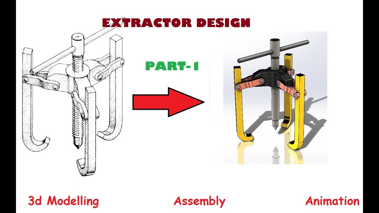 Extractor 3d modelling using solidworks part-1 - YouTube