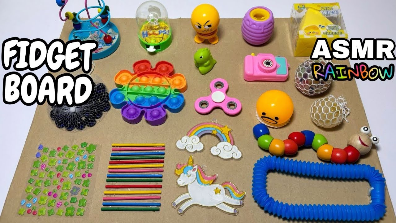 rating my diy rainbow fidget board 🌈 asmr | toys and stuff edition ...
